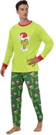 Generic Le Grinch Pyjama Noel Famille De Grinch Assorti Vetement Femme Adulte Coton Chaud Et Doux Hiver Ensembles Deguisement The Pull Homme Couple Noël Enfan