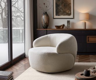 DELIFE Loungesessel Nova 88x88 cm Boucl&eacute; Soft Beige, Cocktailsessel