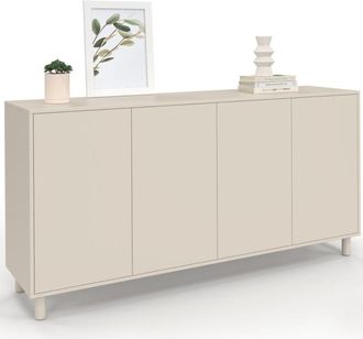 IDMarket Buffet 160 cm BERTILLE 4 portes bois coloris beige