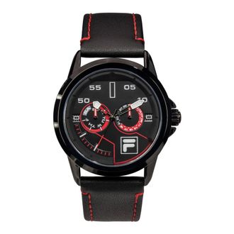 Fila Stilvolle Lederarmband Herrenuhr - - Accessories - Herren - Schwarzk - ONE SIZE