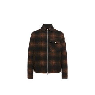 Moncler Moncler Chemise Zipp&eacute;e En Jersey &Agrave; Carreaux, Homme, Marron, Taille: 3xl