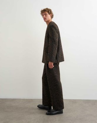 Topman Wide-Leg-Hose mit Leopardenmuster in Braun