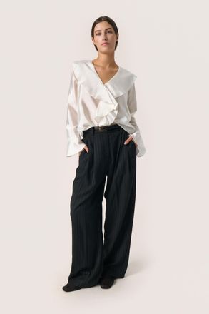 Soaked In Luxury Langarm-Bluse Lockere Passform Whisper White