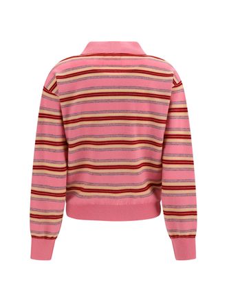 Guest In Residence Womens College Striped Polo Sweater Sprinkle Combo Kashmir-Capra Hircus Kashmir/capra