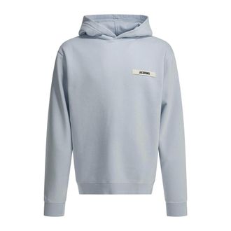 Jacquemus Homme, Sweatshirts et sweats &agrave; capuche, Bleu, Taille: 2XL Logo Detail Sweat &agrave; capuche