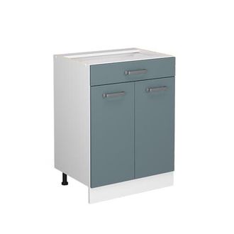 Vicco Meuble Bas Universel R-Line, Bleu-Gris/Blanc, 60 cm avec tiroirs, sans Plan de Travail