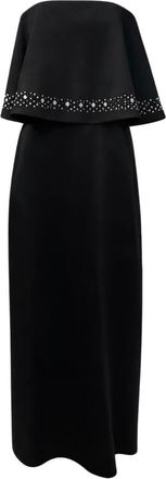 Simona Corsellini Femme, Robes, Noir, Taille: 38 FR Longue robe nuisette en satin avec d&eacute;tails en strass