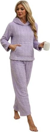 Generic Pyjama &agrave; capuche pour femme, pyjama ample en peluche pour femmes | V&ecirc;tement de nuit doux et chaud &agrave; manches longues avec poches pour amies et femmes, 