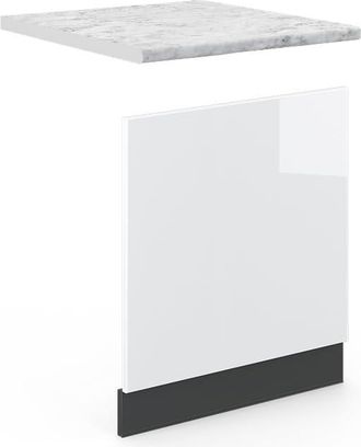 Vicco Frontblende Fame-Line, Weiß Hochglanz/Anthrazit, 60 cm, AP Marmor