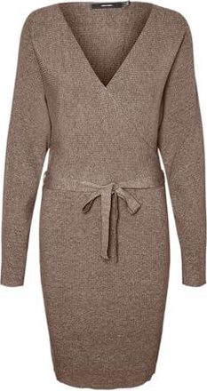 Vero Moda Vero Moda Vmhollyrem Ls Robe col en V GA Noos, Lentilles Brunes, M Femme