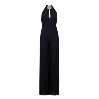 Simona Corsellini Eleganter Schwarzer Jumpsuit mit Gold Detail - - Jumpsuits & Playsuits - Damen - Schwarzk - M