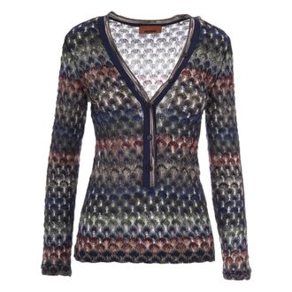 Missoni Pull col en V - Femme - Blouses et Chemises - Multicolore - Taille: 42 FR