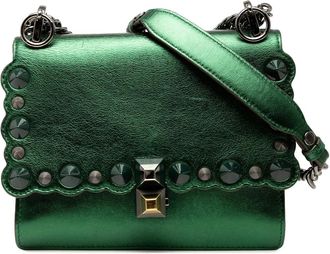 Fendi petit sac à bandoulière Kan I en cuir à détails de clous (2010-2025) - Vert
