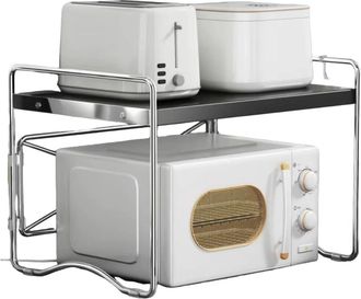 Generic Mikrowellen-Regal Und Toaster-Ofenst&auml;nder Aus Metall - Stabiles Aufbewahrungsregal for K&uuml;chentheke, Platzsparende Mikrowellentheke, K&uuml;chenregal(Black)