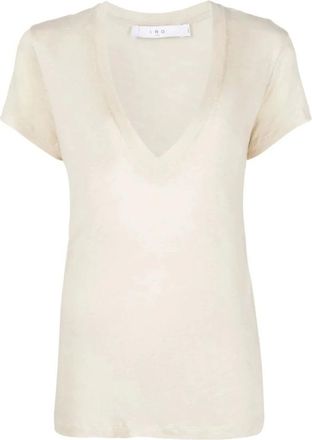 Iro Iro, Femme, Tops, Beige, Taille: 38 FR T-shirt en lin &agrave; col en V Rodeo