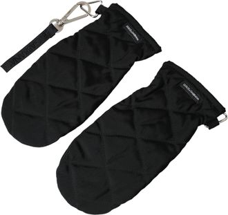Dolce & Gabbana Womens Black Quilted Nylon Wrist Length Mitten Gloves