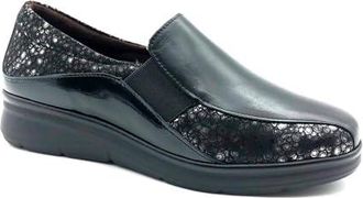 Pitillos Pitillos Mocassins, chaussures compensées, élastiques sur les côtés, semelle en caoutchouc, semelle amovible, classique, cuir et tissu pour femme, Noi