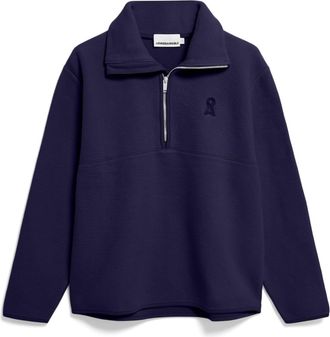 Armedangels Damen Fleece-Sweatshirt aus Bio-Baumwolle HAARLEENAA Oversized Fit Tinted Navy