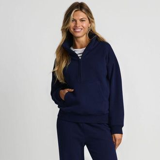 Lands End Sweatshirt SERIOUS SWEATS mit Rei&szlig;verschluss, Damen, Gr&ouml;&szlig;e:44-46 regular, Blau, Baumwoll-Mischung/Polyester-Mischung, by Lands End