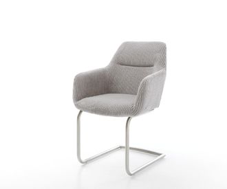 DELIFE Freischwinger Pejo-Flex Cord Silbergrau Freischwinger rund Edelstahl Taschenfederkern, Esszimmerst&uuml;hle