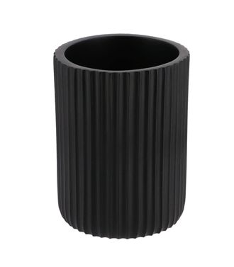 Tendance Zahnputzbecher und Zahnb&uuml;rstenhalter aus Kunstharz, geriffelt, Mattschwarz