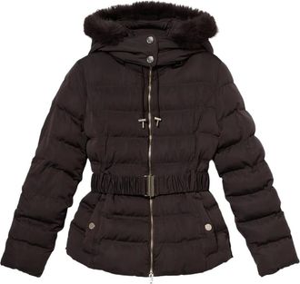 Oltre Femme, Vestes, Brun, Taille: 50 FR Doudoune avec capuche et ceinture &agrave; la taille