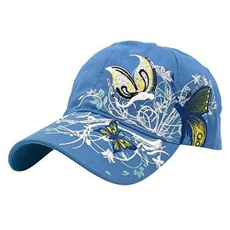 Generic Casquette de baseball brod&eacute;e pour femme avec motif papillon, bleu, Taille unique