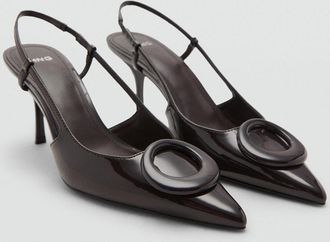Mango Chaussures à talons vernis avec anneau chocolat - Femme - 35 - MANGO