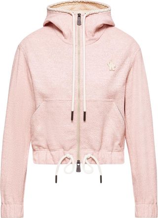 Moncler Moncler Linen & Cotton Blend Zip-up Hoodie, Women, Pink, Size: Xs