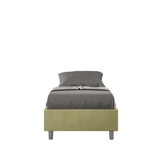 ITYhome Ityhome - Letto Singolo Rivestito In Microfibra - Azelia - Colore: T&egrave; Verde - Tipologia Letto: Senza Rete - Dimensione Rete: 80x210