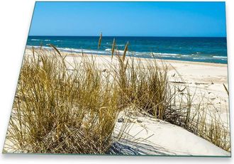 Decorwelt Herdabdeckplatte Abdeckung Ceranfeld Abdeckplatte Schneidebrett 1-Teilig 60x52 Strand Spritzschutz Glasplatte Ceranfeldabdeckung Schutz für Kochplatte