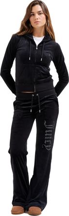 Juicy Couture Damen Layla Jewelled Pant samtige Sweathose Trainingshose mit Kordelzug Jogger für Sport Freizeit Fitness in verschi. Farben Lässige Hose, Black, XS