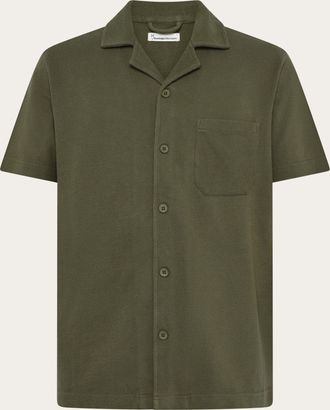 Knowledge Cotton Apparel Herren vegan Kurzarmhemd Relaxed Boucl&eacute; Burned Olive