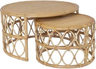 Vente-Unique Tables Basses gigognes - Rotin - Coloris : Naturel - RONITA