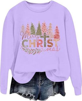 Generic Pull Noel Drole Femme Sweat-Shirt FéMinin dhiver sans Capuche Col Rond Imprimé Motif Festif De NoëL Haut Confortable Manches Longues