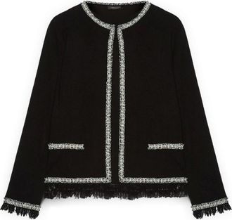 Fiorella Rubino Femme, Pulls, Noir, Taille: 44 FR Cardigan &agrave; franges