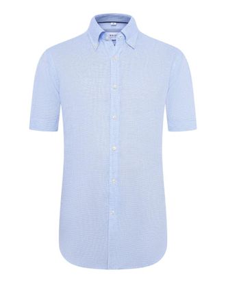 Tom Rusborg Unifarbenes Leinenkurzarmhemd mit Button Down-Kragen, Regular in