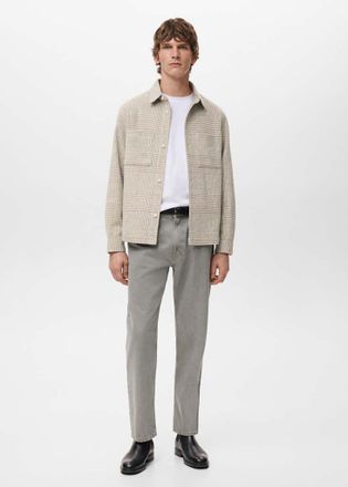 Mango Kariertes Overshirt aus Wollgemisch sandfarben - Herren - XXL - MANGO MAN