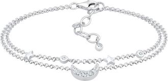 Elli Armband Damen Halbmond Sterne Galaxy mit Kristalle in 925 Sterling Silber