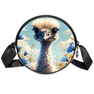 Generic Sac &agrave; bandouli&egrave;re rond pour femme, petit sac &agrave; bandouli&egrave;re avec fermeture &eacute;clair et bretelles r&eacute;glables style d&eacute;contract&eacute; pour femmes et filles