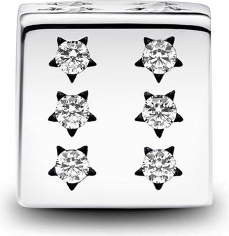 Pandora Moments Gl&uuml;cksw&uuml;rfel Charm aus Sterling Silber mit Zirkonia, Kompatibel Moments Armb&auml;nder, 793581C01
