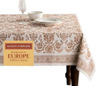 Maison d'Hermine Allure Nappe de Table 100% Coton pour Cuisine Salle &agrave; Manger Table D&eacute;coration F&ecirc;tes Mariage, f&ecirc;te m&egrave;res Action de gr&acirc;ces/No&euml;l (Rectangle, 140cm x 180c