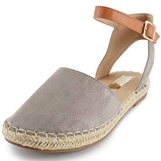 Alexis Leroy Chaussures Couleur Unie de Femme Ete Espadrille Sandales Plateforme à Bout fermé Confort Gris 37 EU