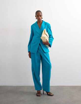 Topshop Hose f&uuml;r besondere Anl&auml;sse in T&uuml;rkis mit abgerundetem Beinschnitt, Kombiteil-Blau