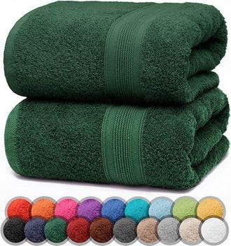 NatureMark Lot de 2 draps de Douche, 70 x 140 cm, Vert fonc&eacute;