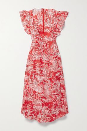Stella McCartney Midikleid Aus Bedruckter Seide - Rot