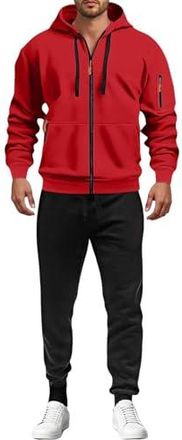 Generic Surv&ecirc;tement Pour Homme, Sweat Hoodies Zipp&eacute; &Agrave; Manches Longues Et Pantalon De Jogging 2 Pi&egrave;ces, Ample Et Surdimensionn&eacute;, V&ecirc;tements Chaud Travail &Eacute;l&eacute;gan