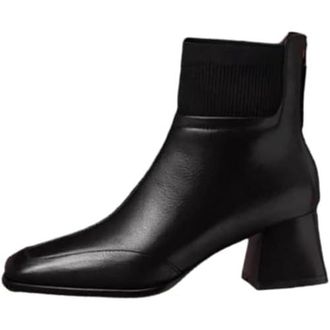 Generic Bottines &eacute;l&eacute;gantes &agrave; talon bas pour femme - Bout carr&eacute; - Fermeture &eacute;clair - Pour femme, Noir, 39.5 EU
