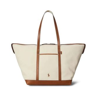 Polo Ralph Lauren Gro&szlig;e Logo-Stickerei-Tragetasche - - Bags - Damen - Beige - ONE SIZE