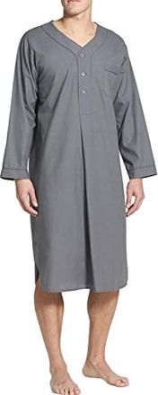 Generic Chemise de nuit longue r&eacute;tro pour homme - Pyjama &agrave; manches longues - Unisexe - En coton - L&eacute;ger - Robe de chambre - Ceinture - Robe de nuit - Sauna - 
